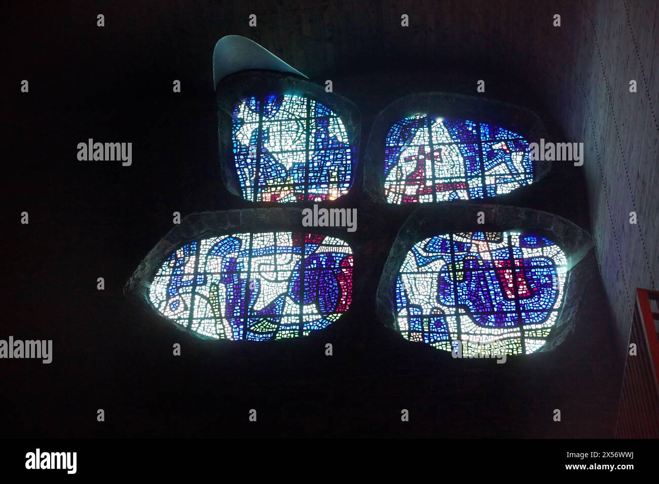 Stained glass window, Santa María de Arantzazu temple, Oñati, Gipuzkoa ...