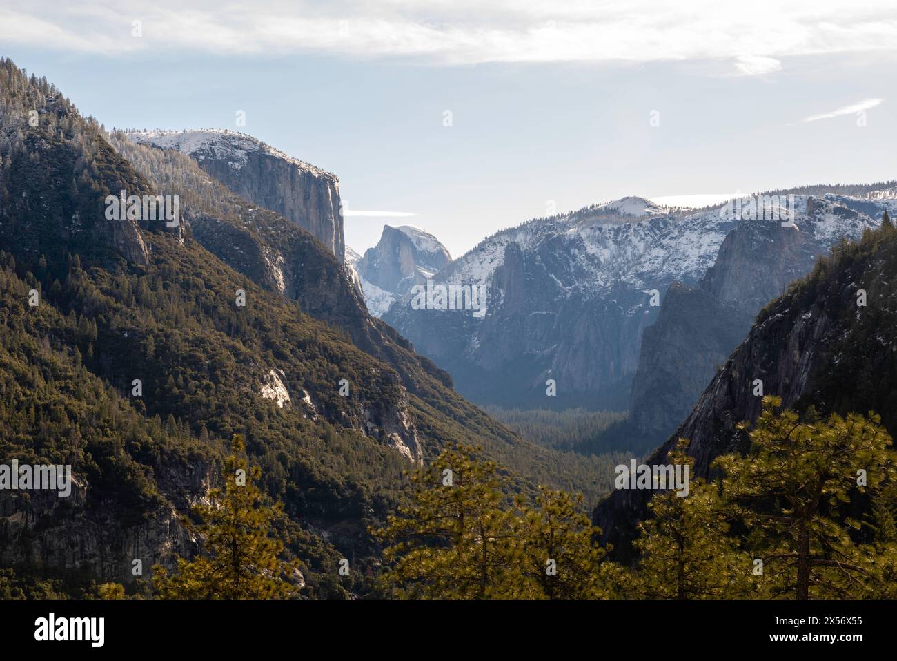 View of El Capitan, Half Dome and Yosemite Valley from Tunnel View ...