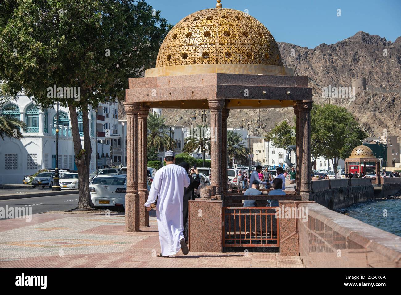 Scenes on the Mutrah Corniche and Al Rasool Mosque, Muscat, Oman Stock ...