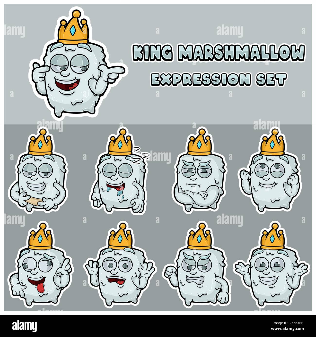 Marshmallow Expression set. Mascot cartoon character for flavor, strain ...