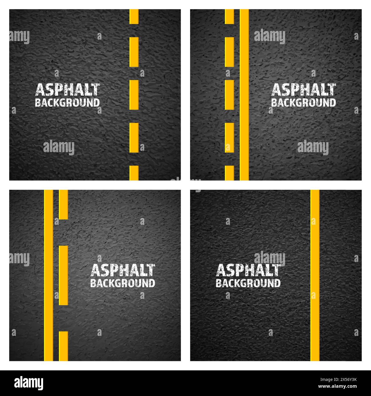 Asphalt road with yellow lane marking, concrete highway surface ...