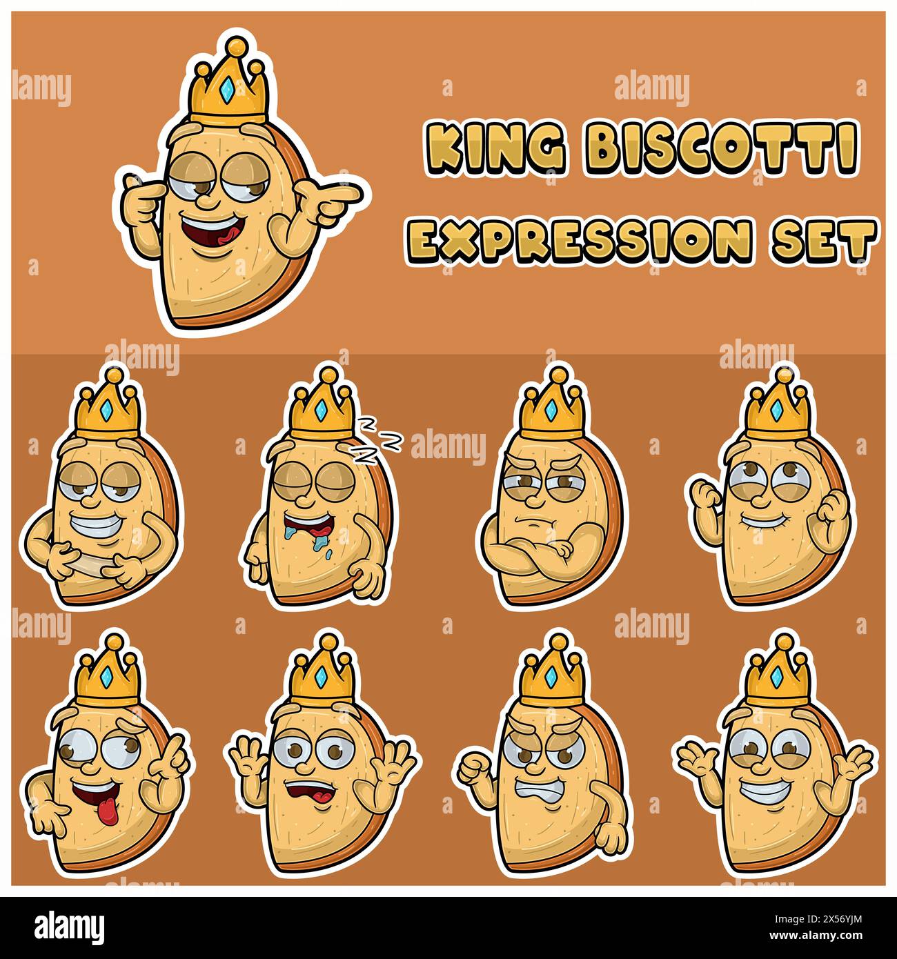 Biscotti Expression set. Mascot cartoon character for flavor, strain ...