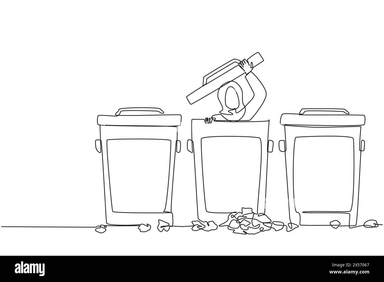 Single continuous line drawing Arabian businesswoman peeking out of ...