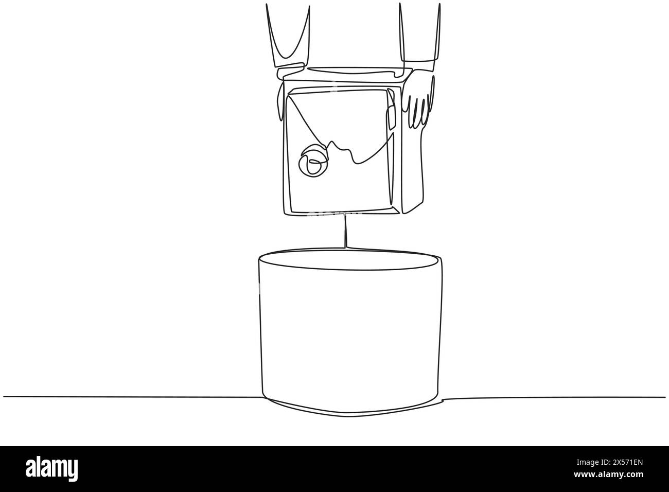 Continuous one line drawing businessman's hand throwing away broken ...