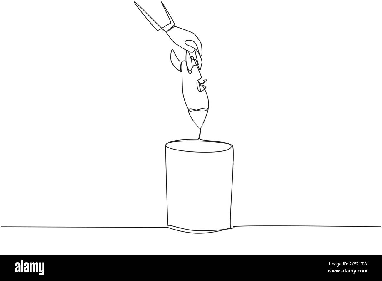 Single continuous line drawing businessman's hand throwing away a ...