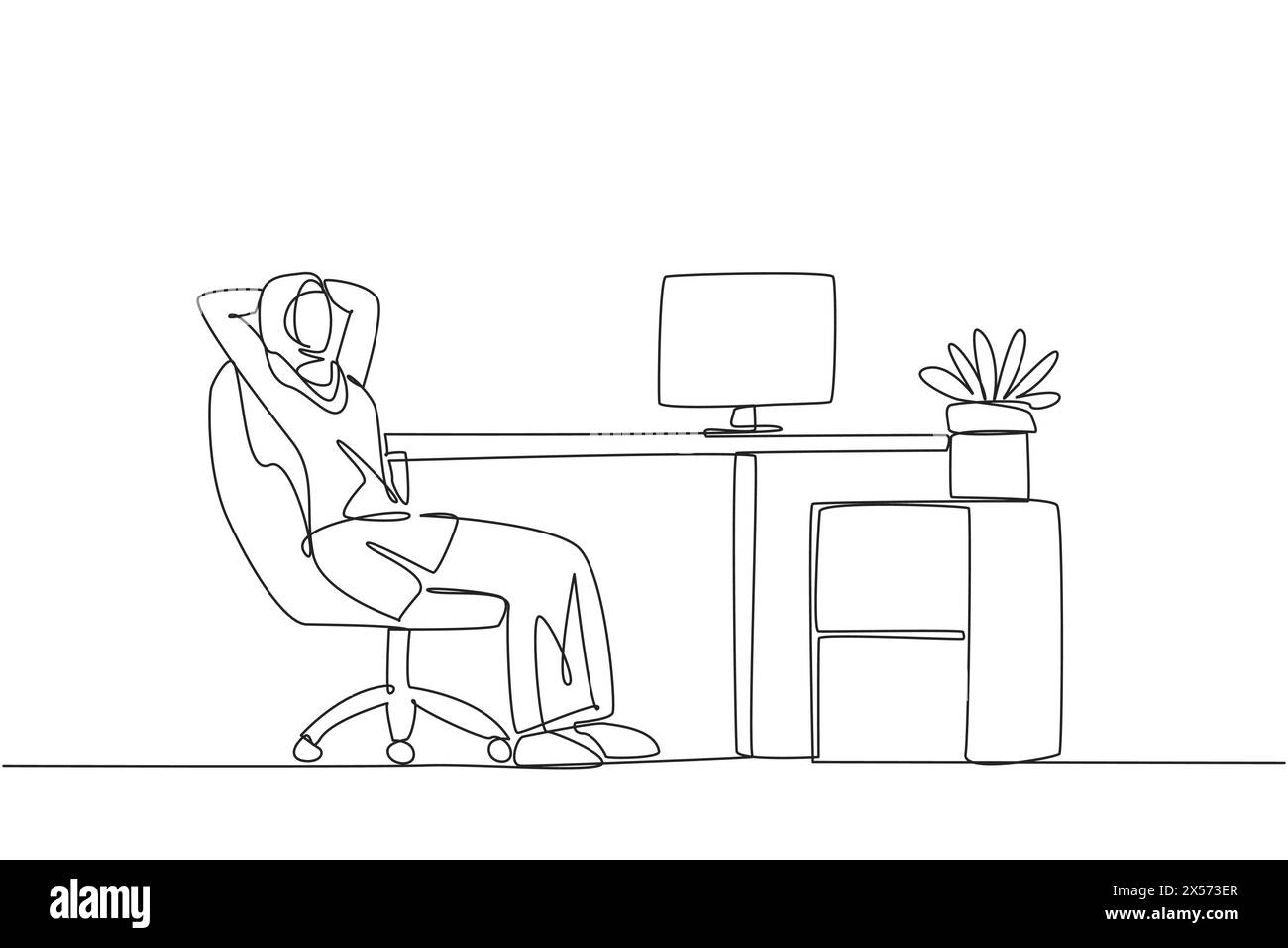 Woman relaxing hands behind her head Stock Vector Images - Alamy