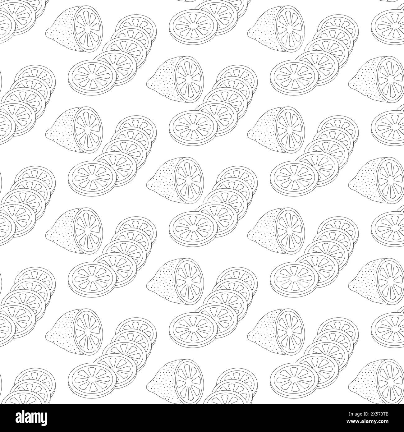 Cut lemon doodle style. Seamless pattern. Vector illustration Stock ...