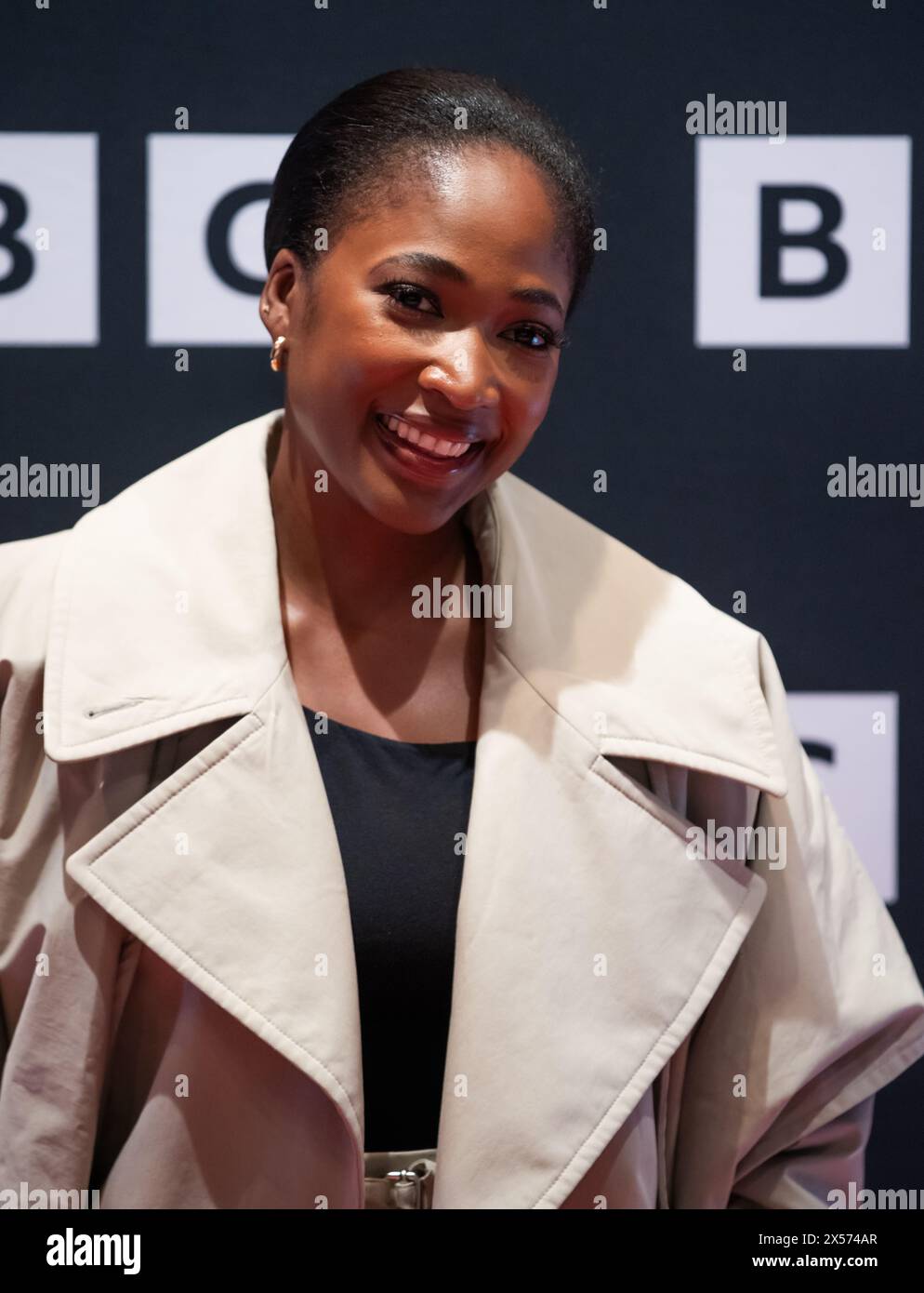 Adelayo Adedayo Poses on the red carpet before the Press Line event ...