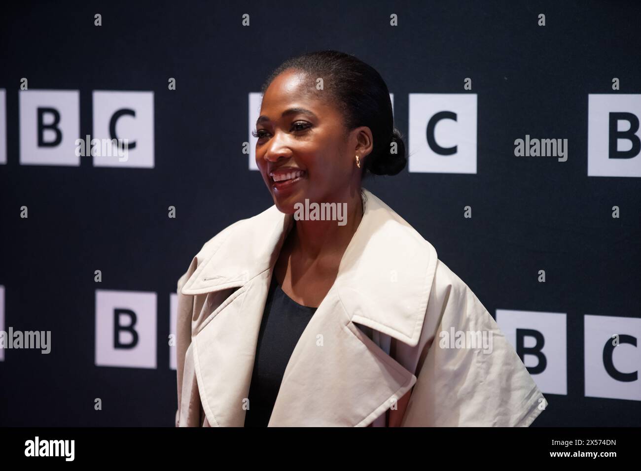 Adelayo Adedayo Poses on the red carpet before the Press Line event ...