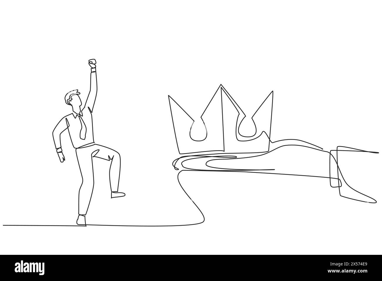 Single continuous line drawing the businessman is happy to get the ...