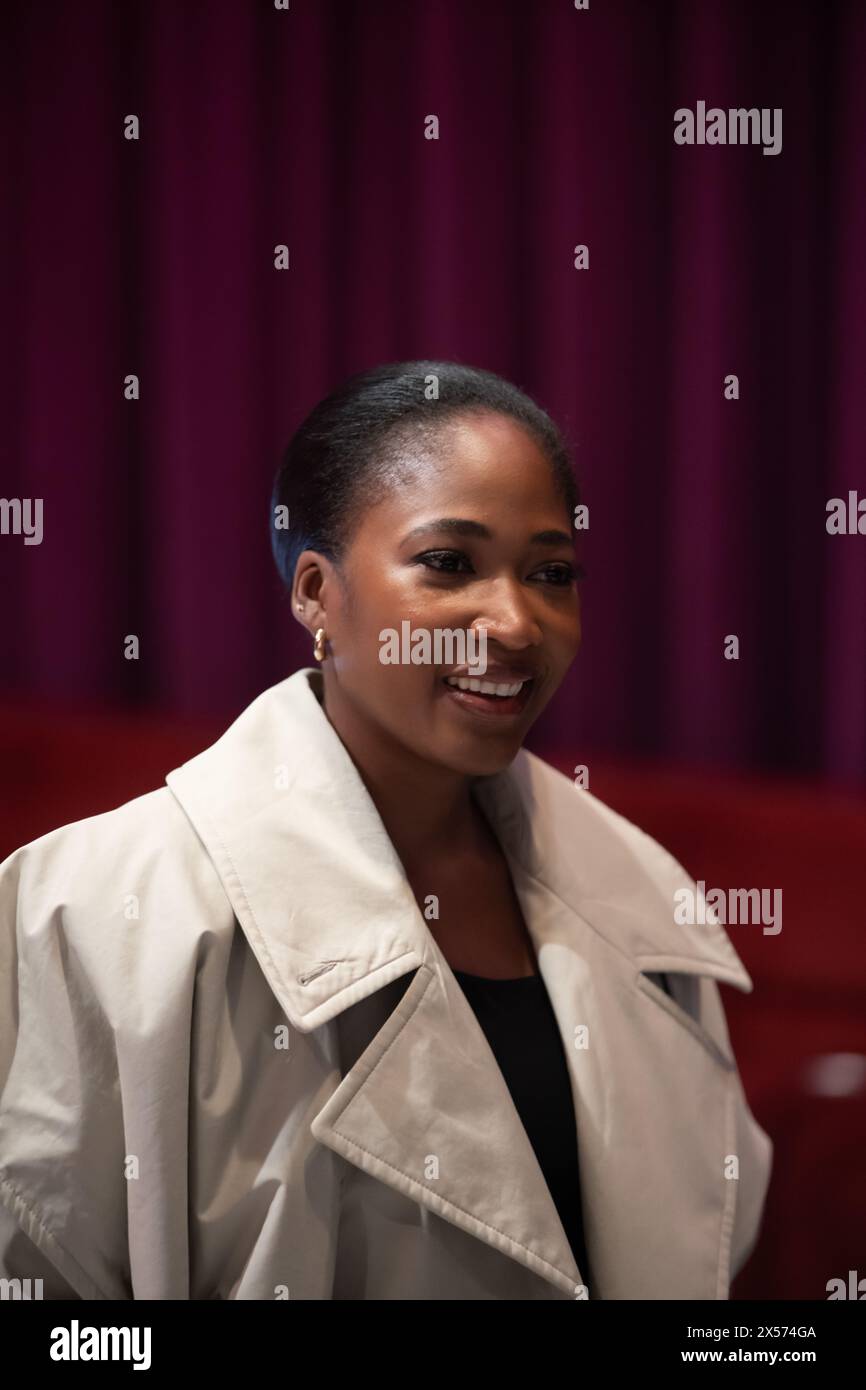 Adelayo Adedayo Poses on the red carpet before the Press Line event ...