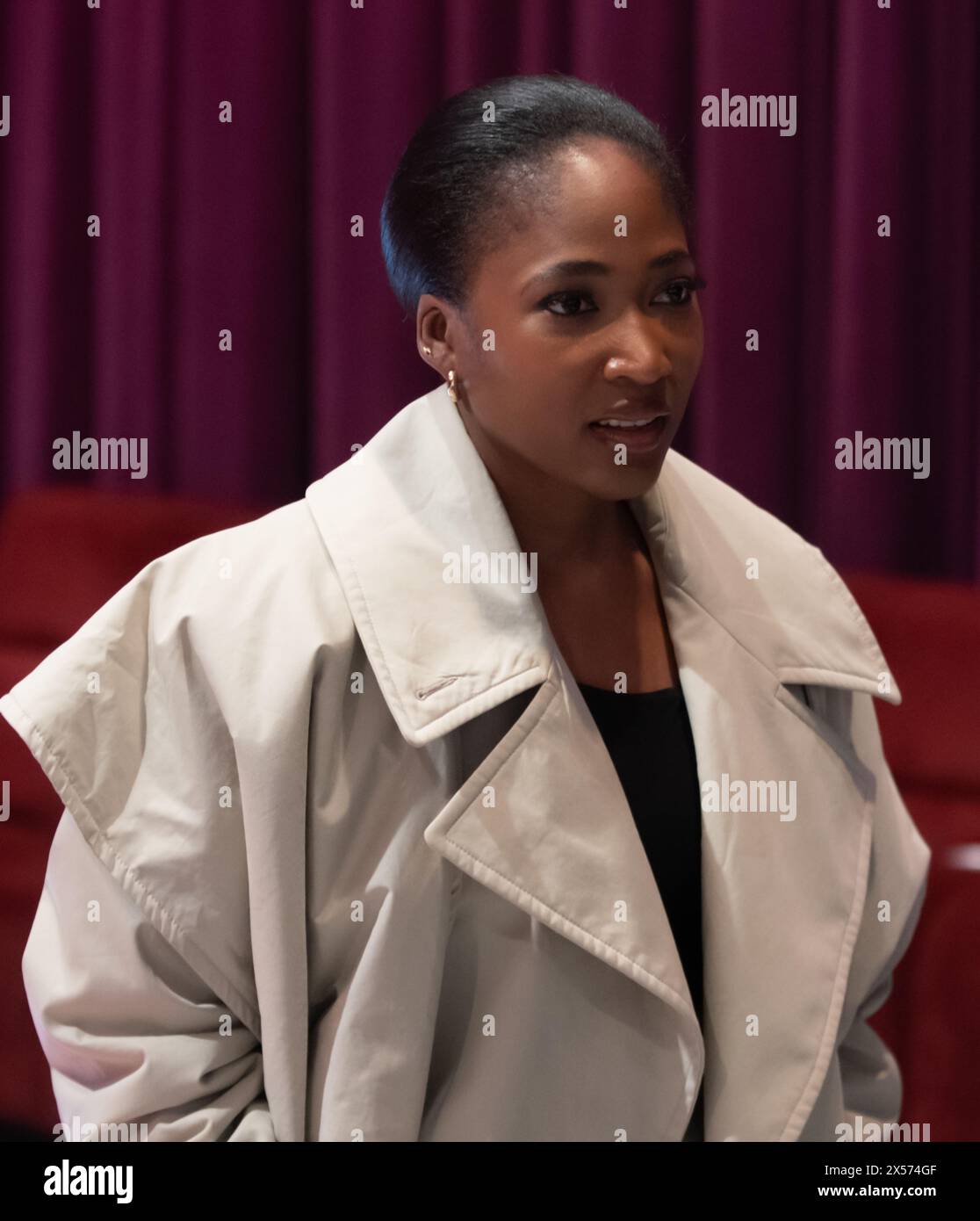 Adelayo Adedayo Poses on the red carpet before the Press Line event ...