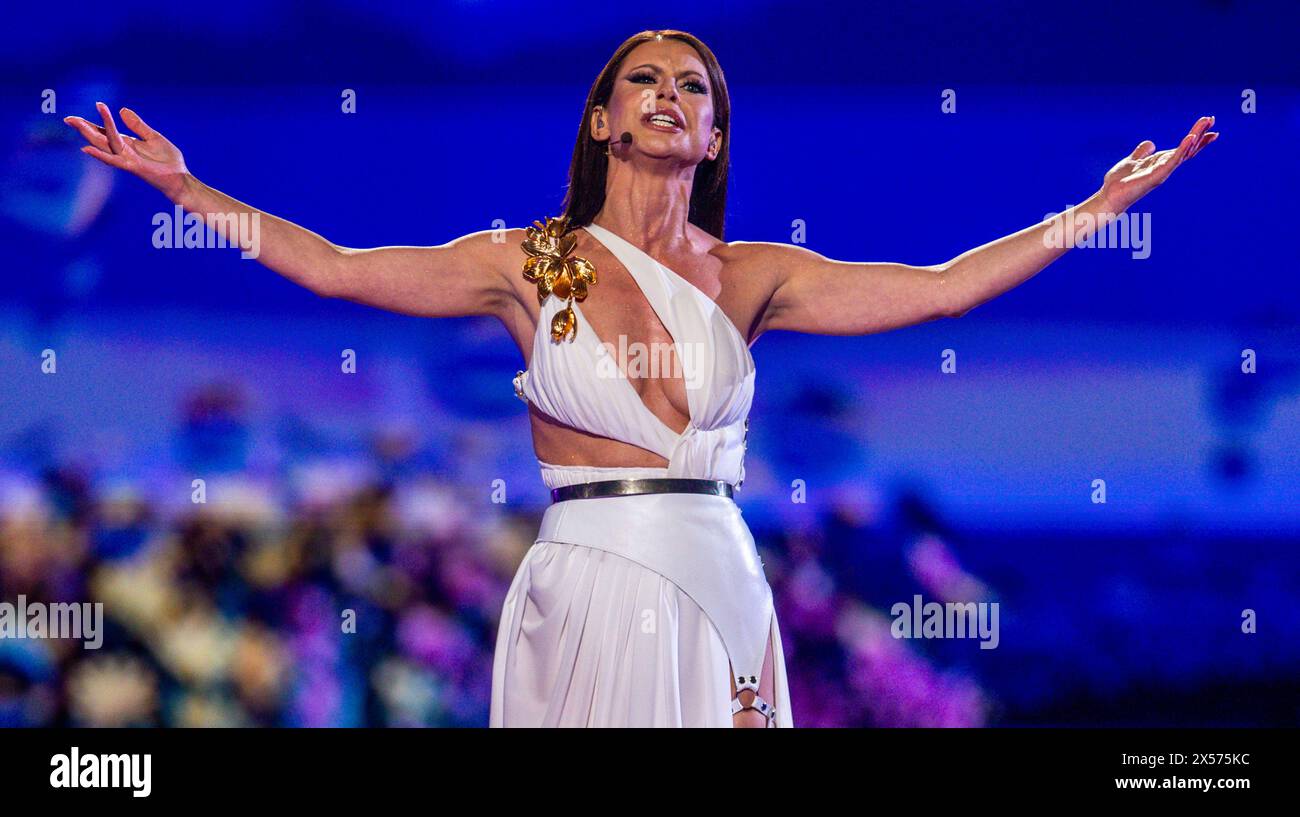 07 May 2024, Sweden, Malmö: Natalia Barbu from Moldova with the song ...