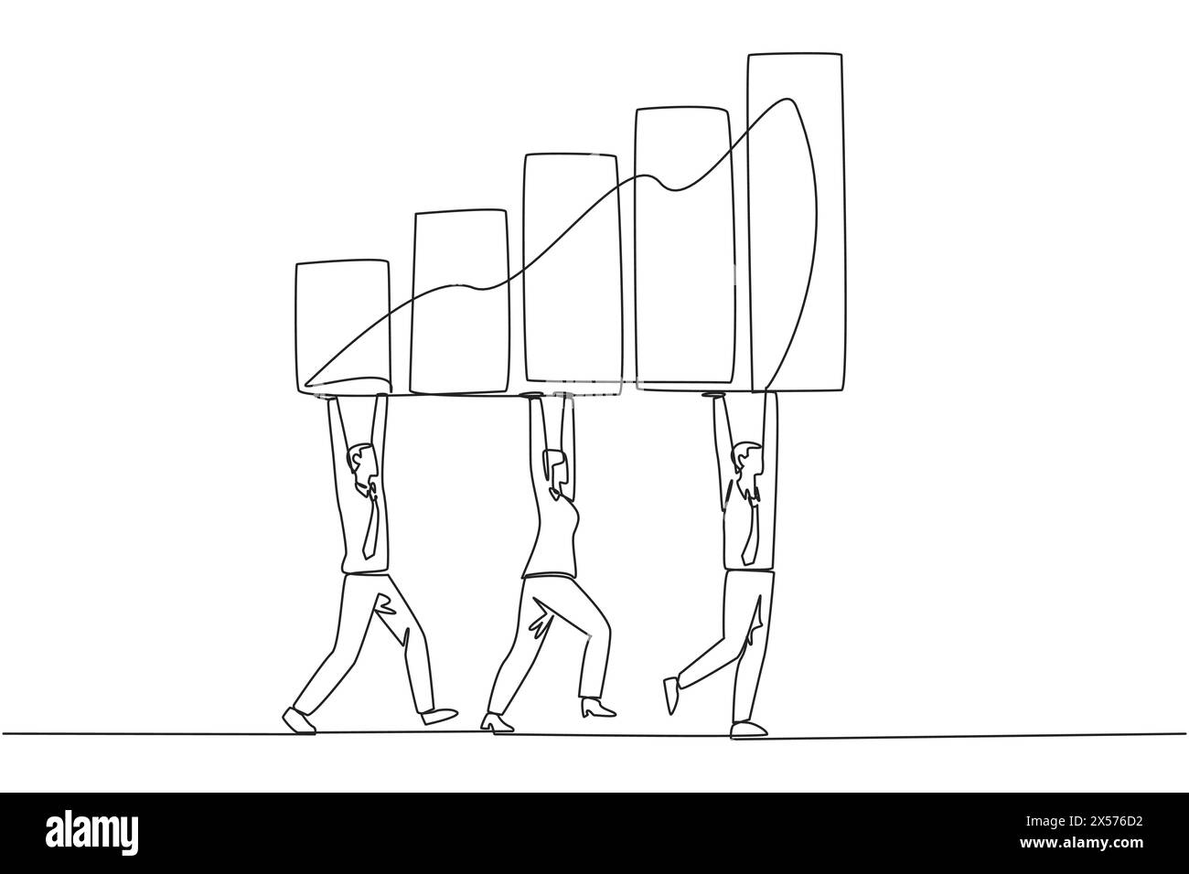 Continuous one line drawing a group of businessmen and businesswomen ...