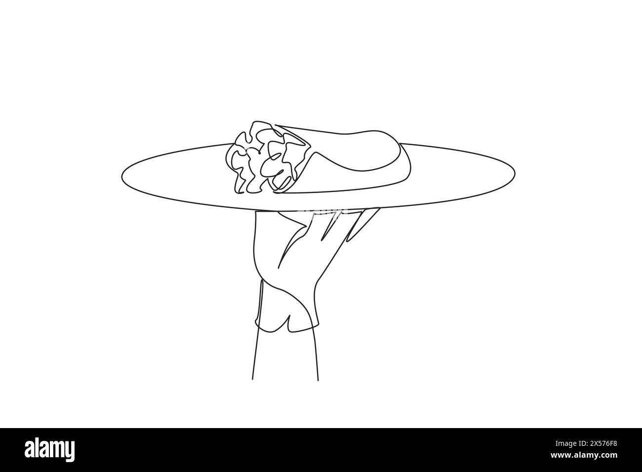 Single one line drawing one of the typical Mexican foods. Rolled in a ...