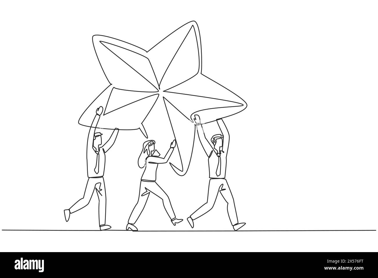 Single continuous line drawing a group of businessmen and businesswomen ...