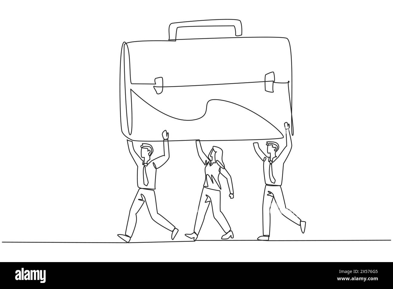 Single one line drawing a group of businessmen and businesswomen work ...