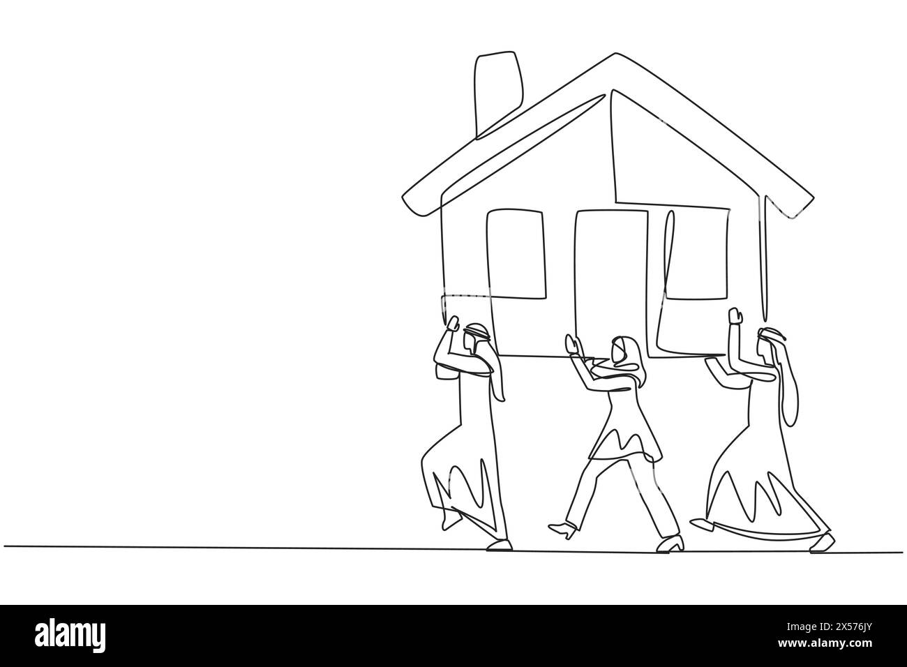 Single one line drawing group of Arab businessmen and Arab ...