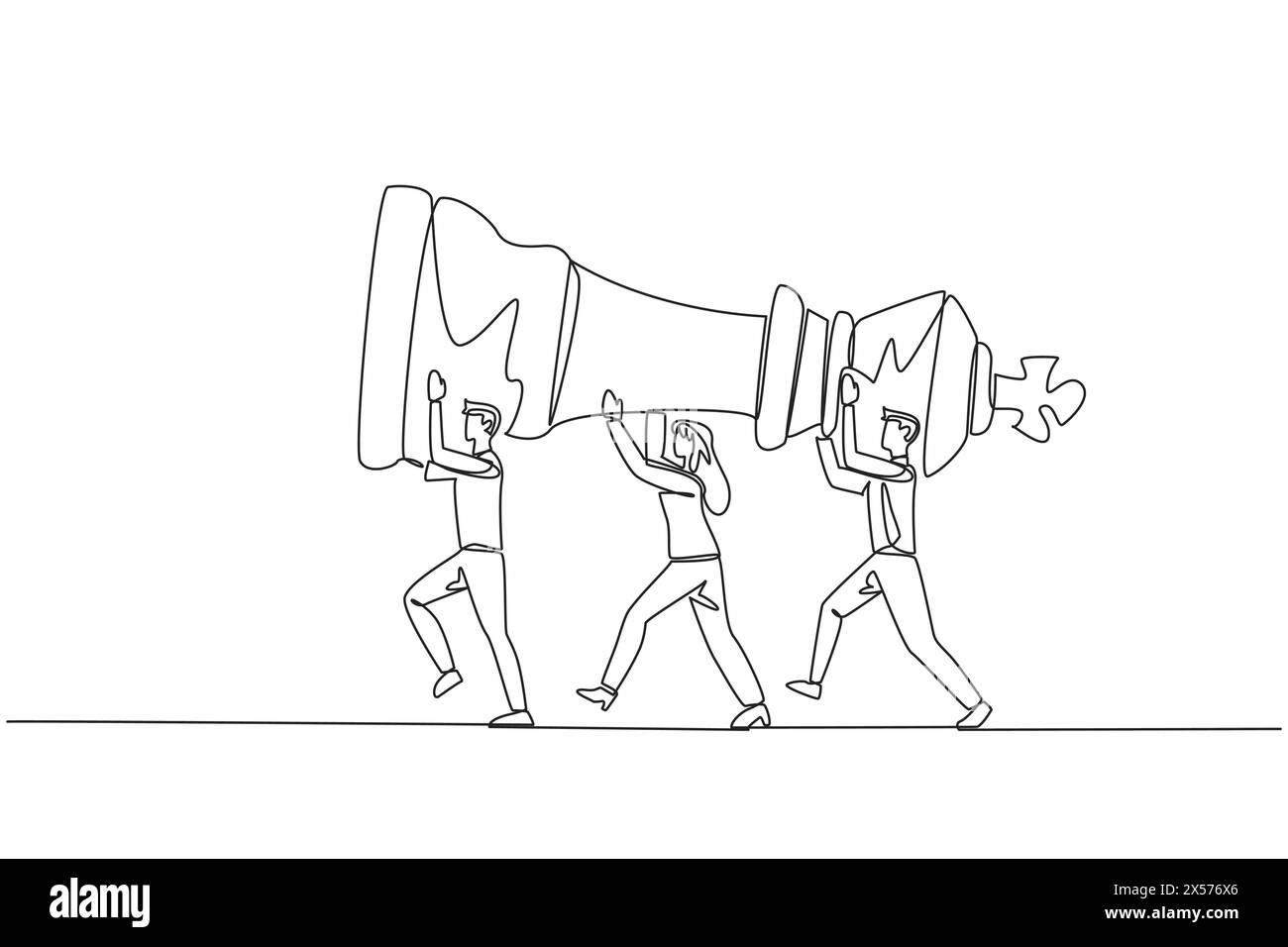 Continuous one line drawing a group of businessmen and businesswomen ...