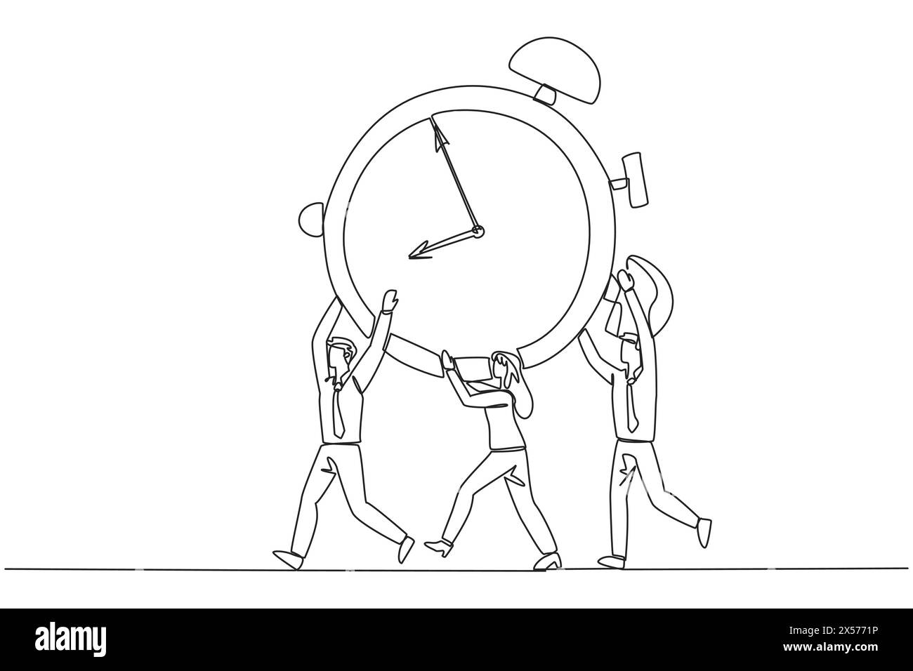 Continuous one line drawing a group of businessmen and businesswomen ...