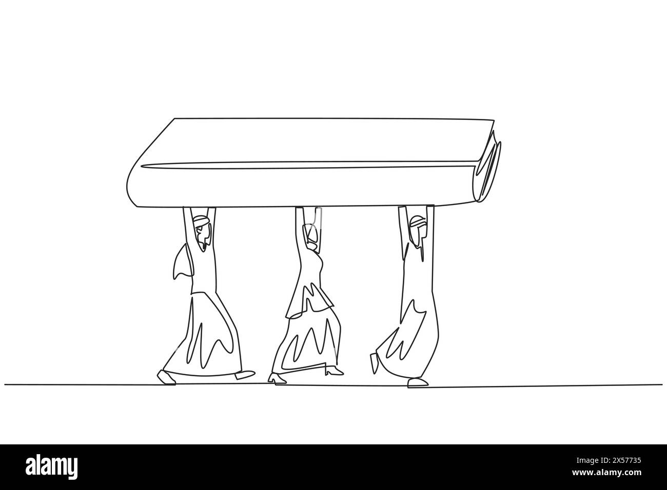 Continuous one line drawing a group of Arab businessmen and Arab ...