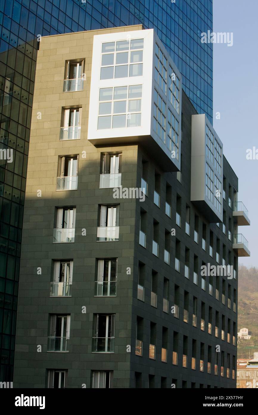 Isozaki Atea twin towers by architect Arata Isozaki, Bilbao. Biscay ...