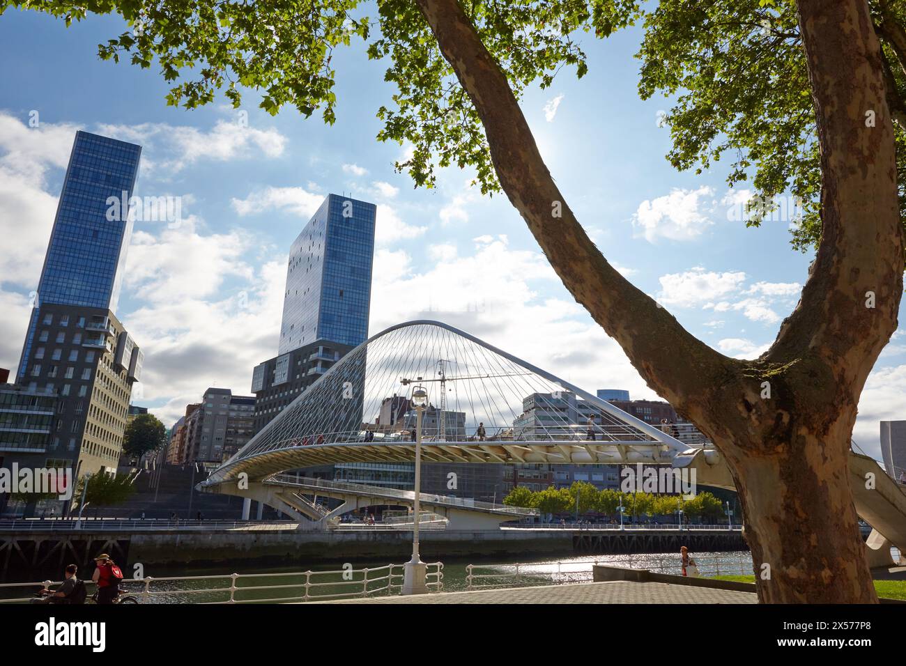 Santiago Calatrava's Zubizuri footbridge across Nervion river and ...