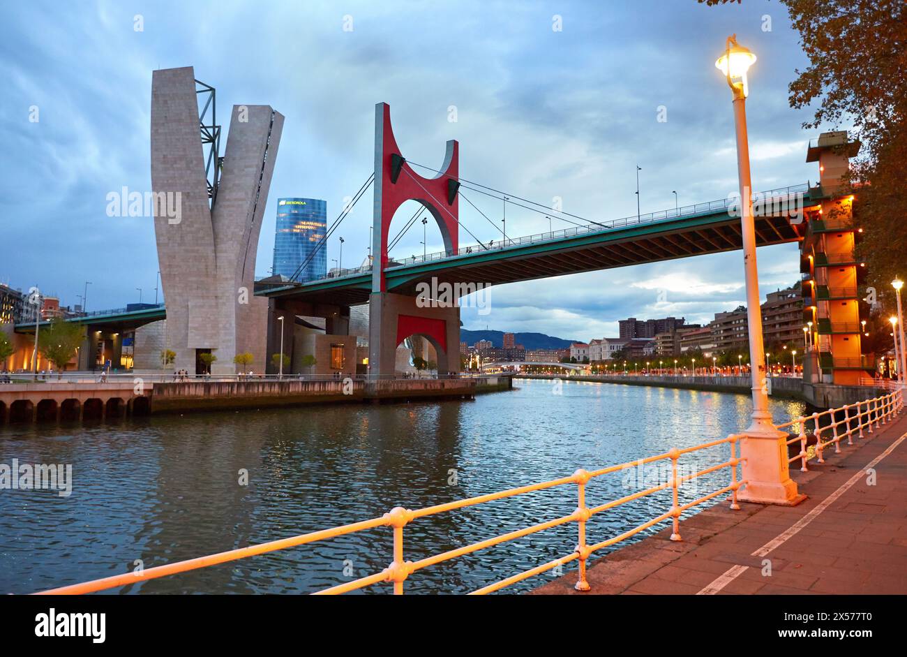 Campo Volantin. Puente de La Salve bridge. Nervion river. Bilbao ...