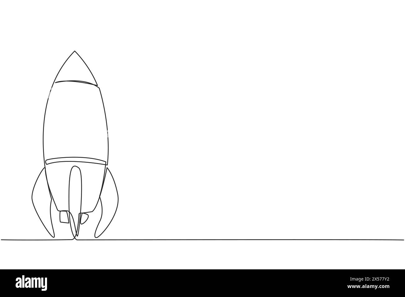 Continuous one line drawing rocket is in standby position. A special ...