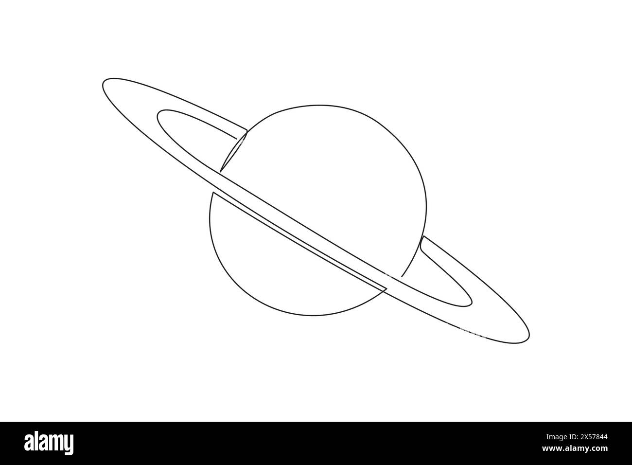 Single one line drawing planet saturn in space. Has the characteristic ...