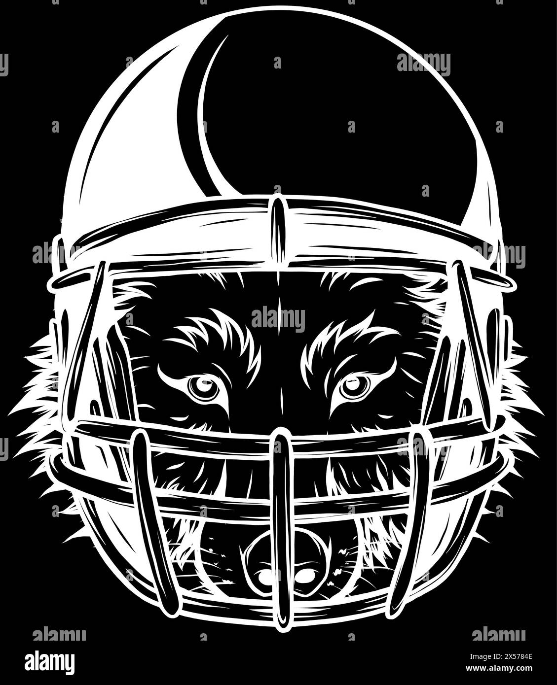 white silhouette of the wolf who became the mascot of American football ...