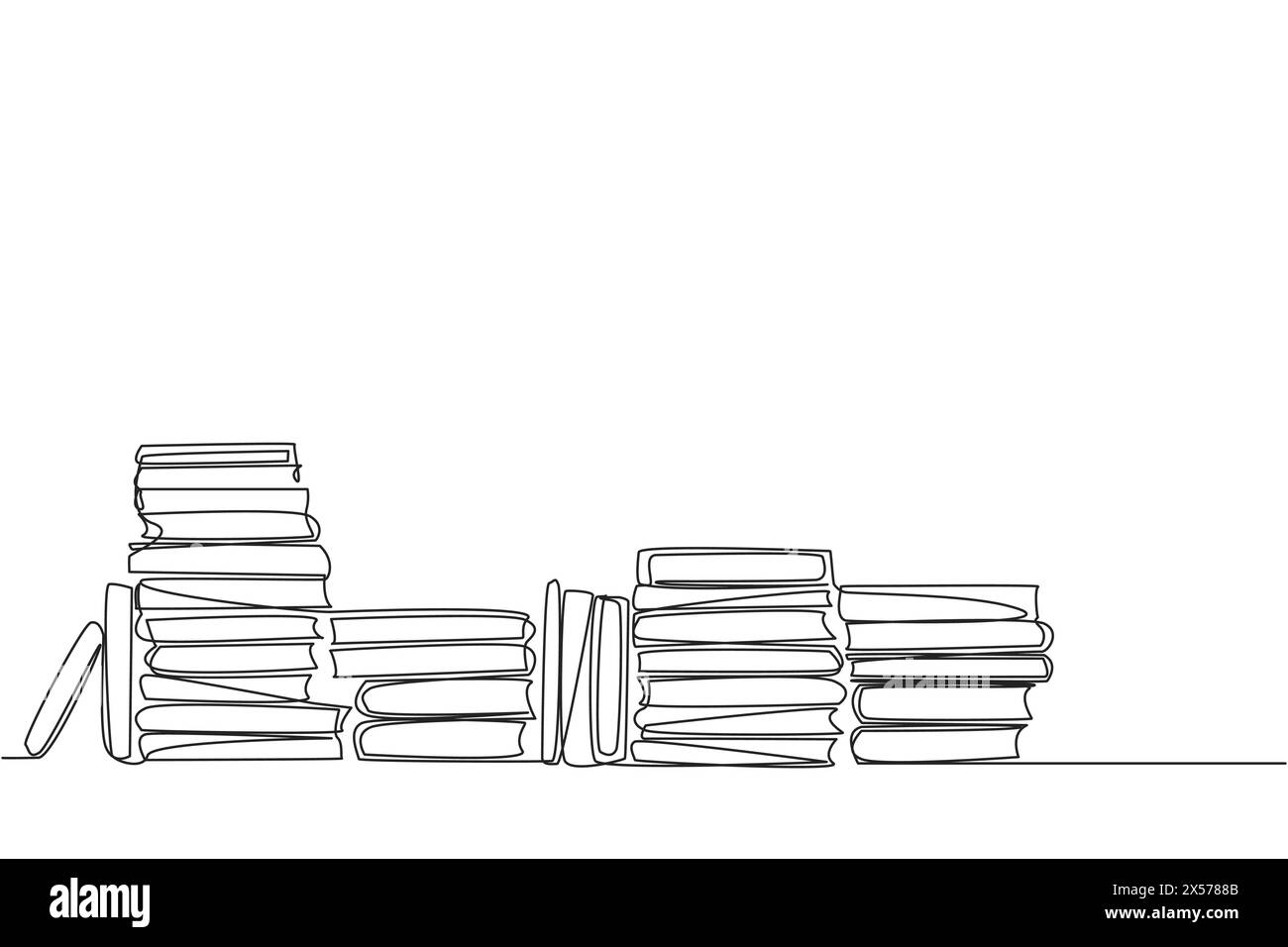 Continuous one line drawing lots of books piled up. Packaged after ...
