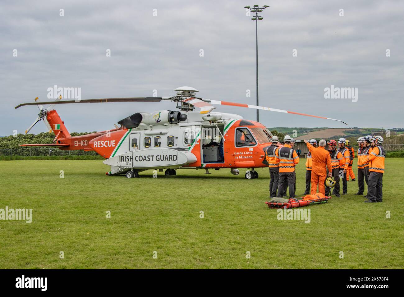 Shannon based Irish Coast Guard rescue helicopter R115 at Barryroe GAA ...