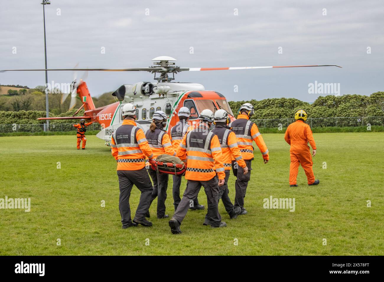 Shannon based Irish Coast Guard rescue helicopter R115 at Barryroe GAA ...