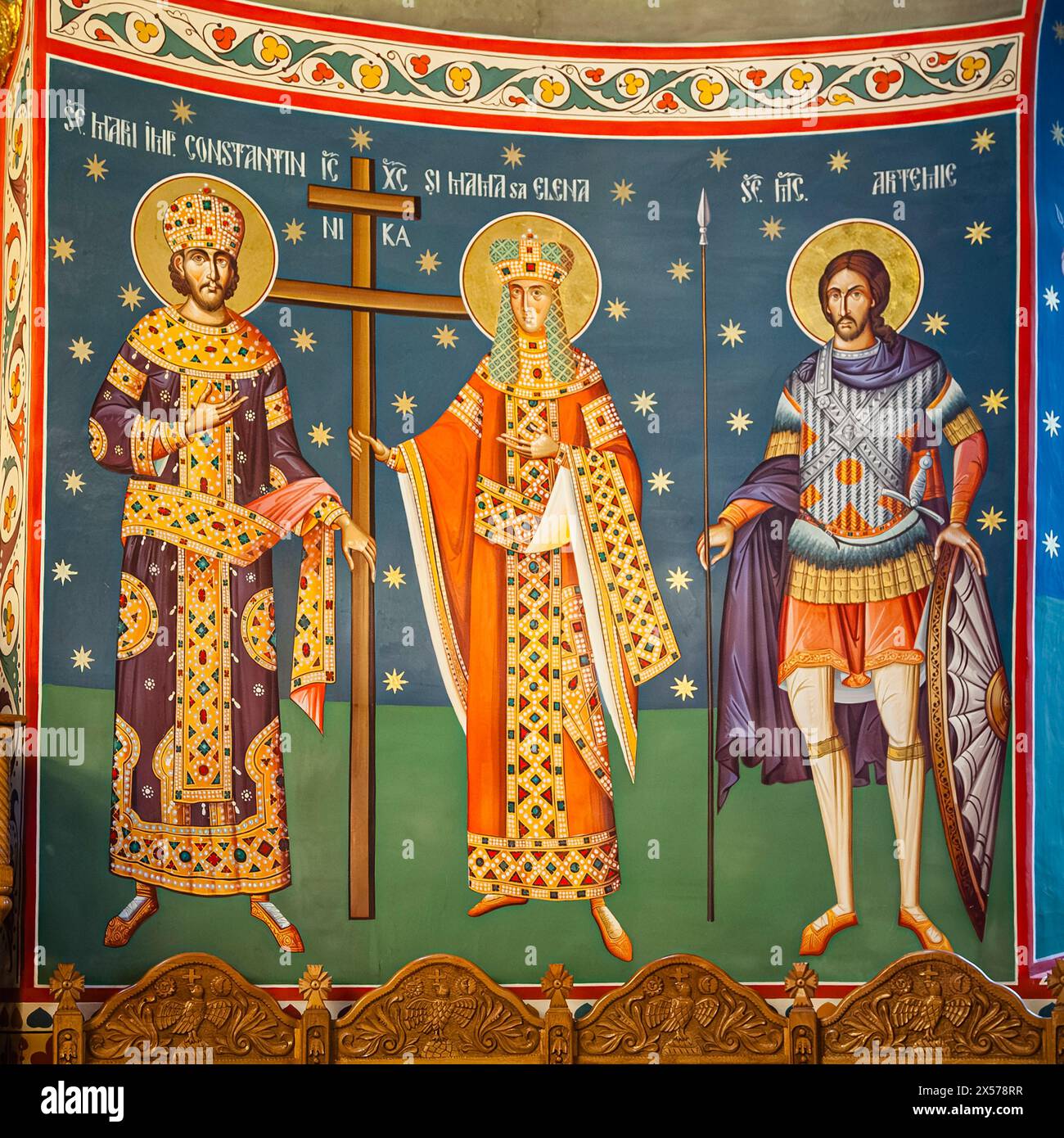 Colourful murals in the New St. George Church in Lipscani, Bucharest ...