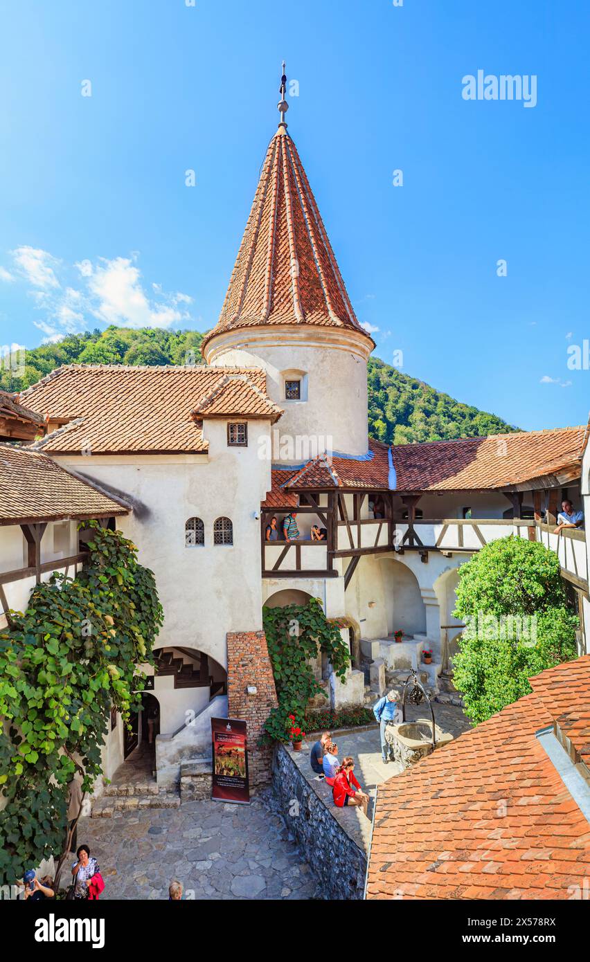 Interior courtyard of Bran Castle, the home of the legendary Count ...