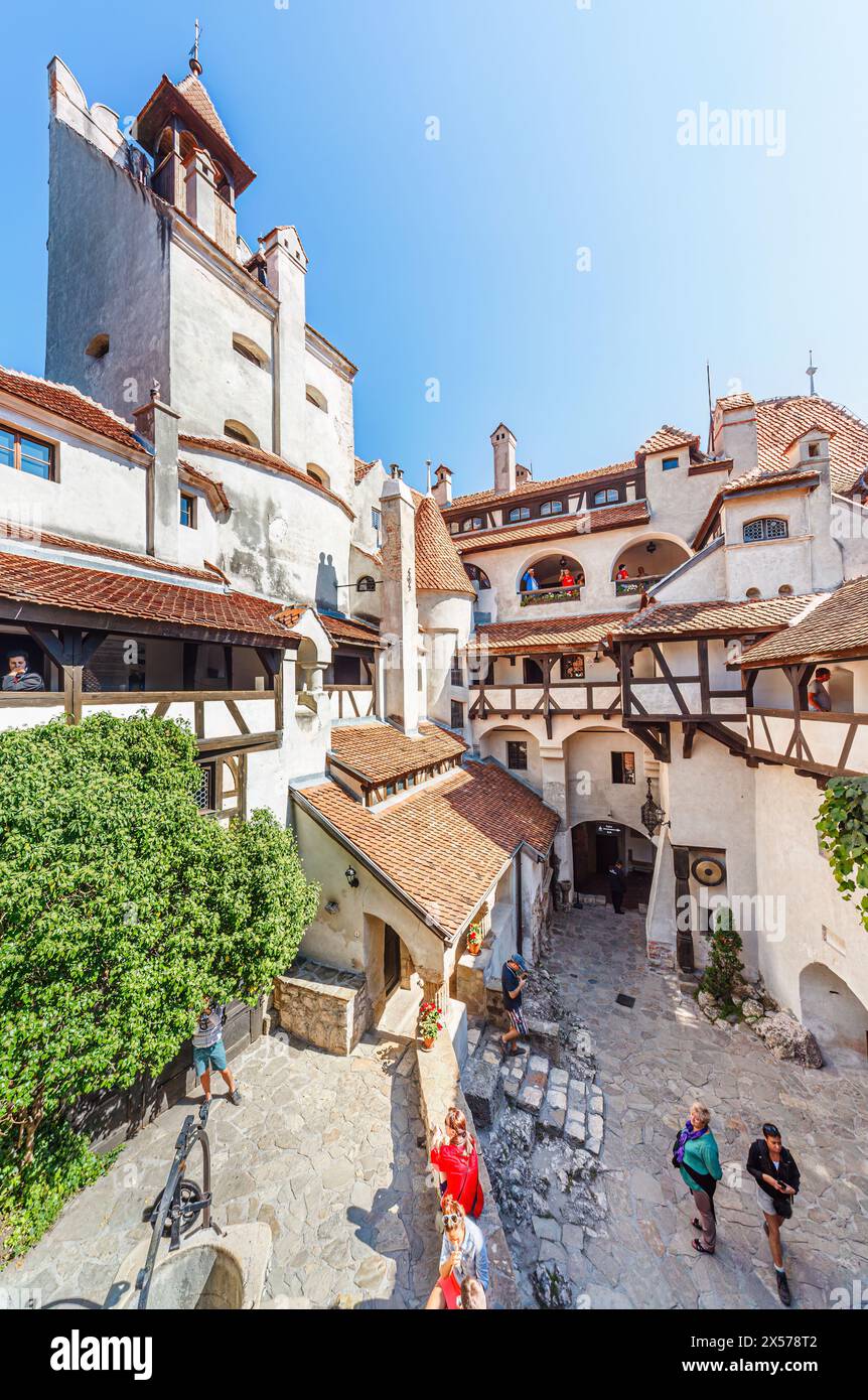 Interior courtyard of Bran Castle, the home of the legendary Count ...