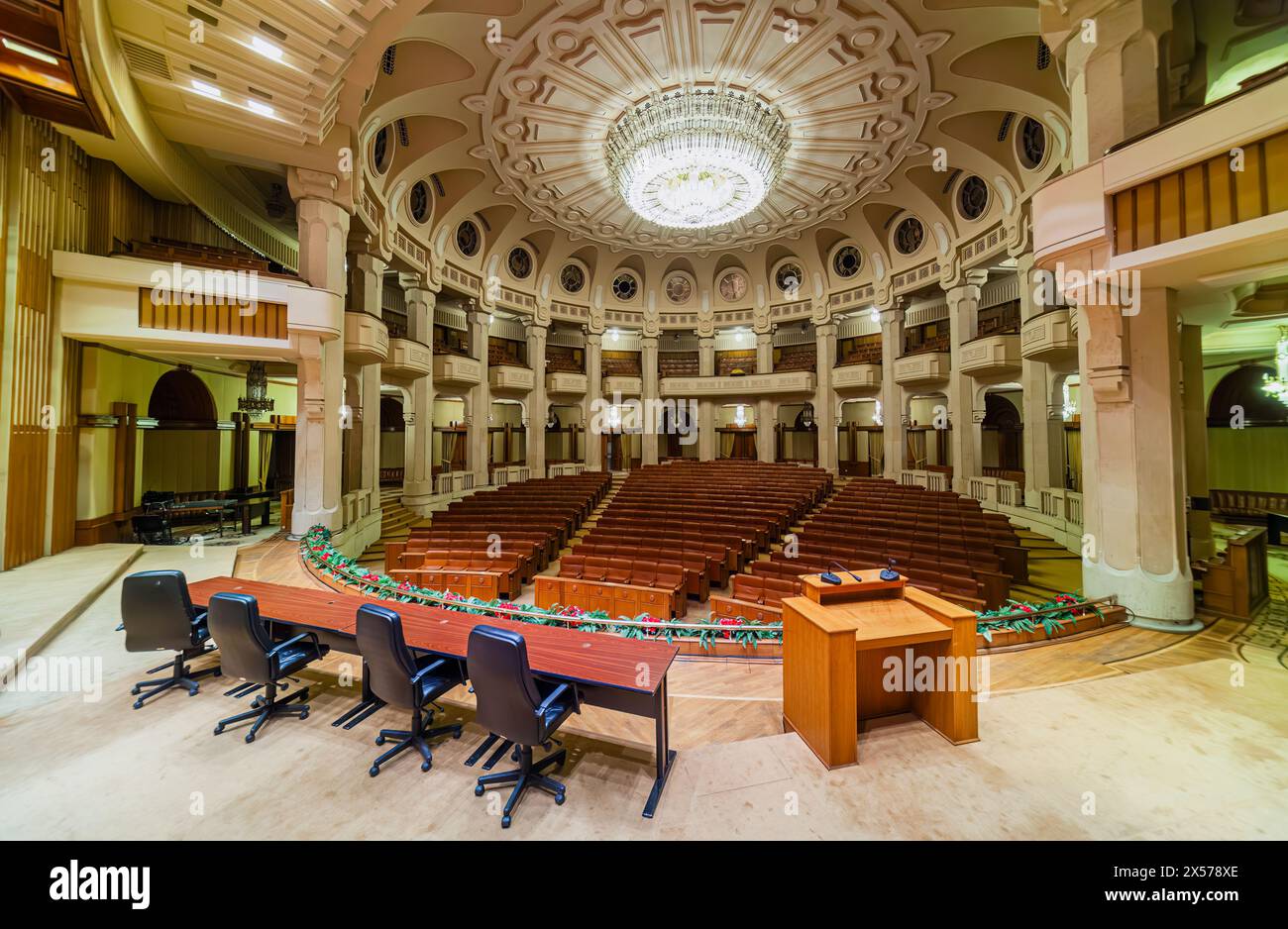 Auditorium in the Palace of the Parliament (House of the Republic), the ...
