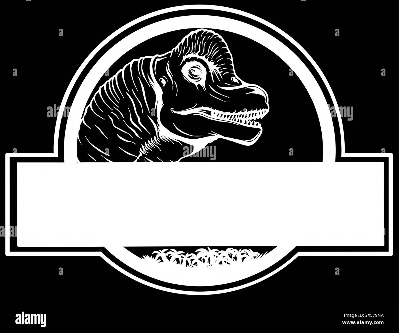 white silhouette of brachiosaurus Dinosaurs logo on black background ...