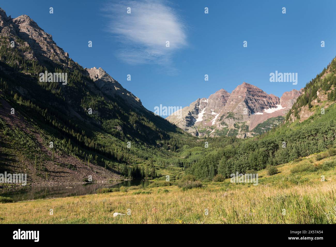 High Peaks Rise Above Maroon Lake with the Famous Maroon Bells as a ...
