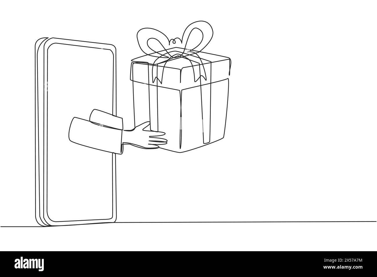 Continuous one line drawing hand comes out from middle of the ...