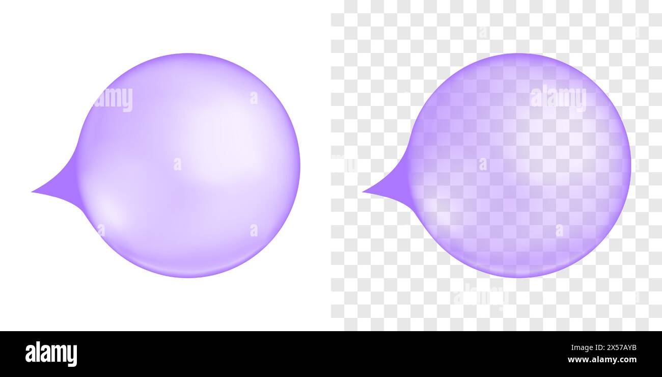 Inflated Purple Bubble Gums Blueberry Chewing Bubblegum Balls Isolated