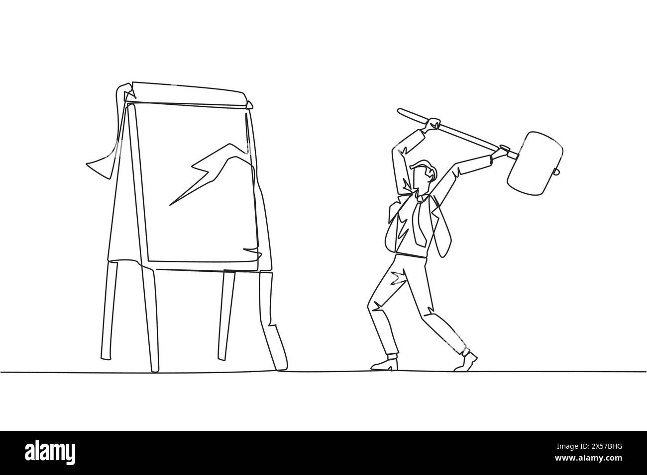 Continuous one line drawing businessman preparing to hit the big flip ...