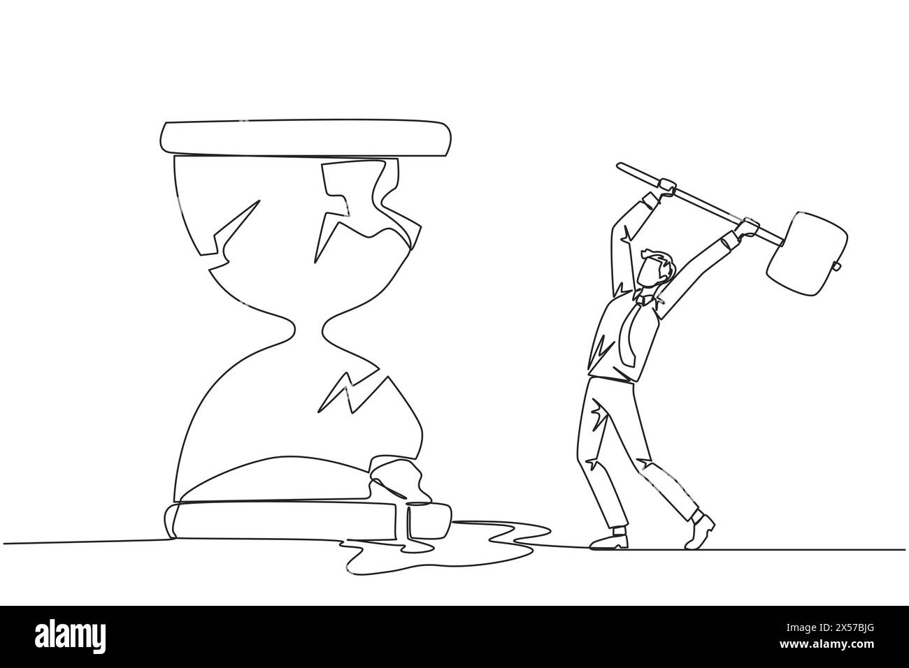 Continuous one line drawing businessman preparing to hit the big ...