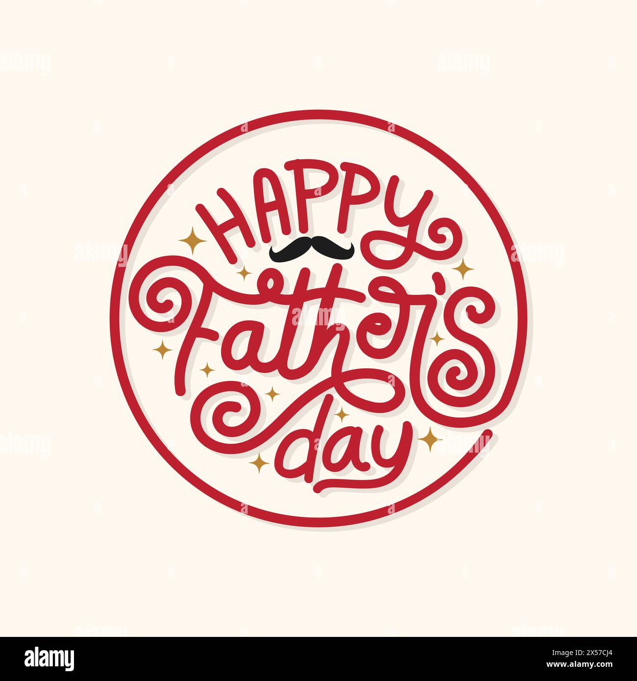 Happy Father's Day free hand lettering sticker with circle frame ...