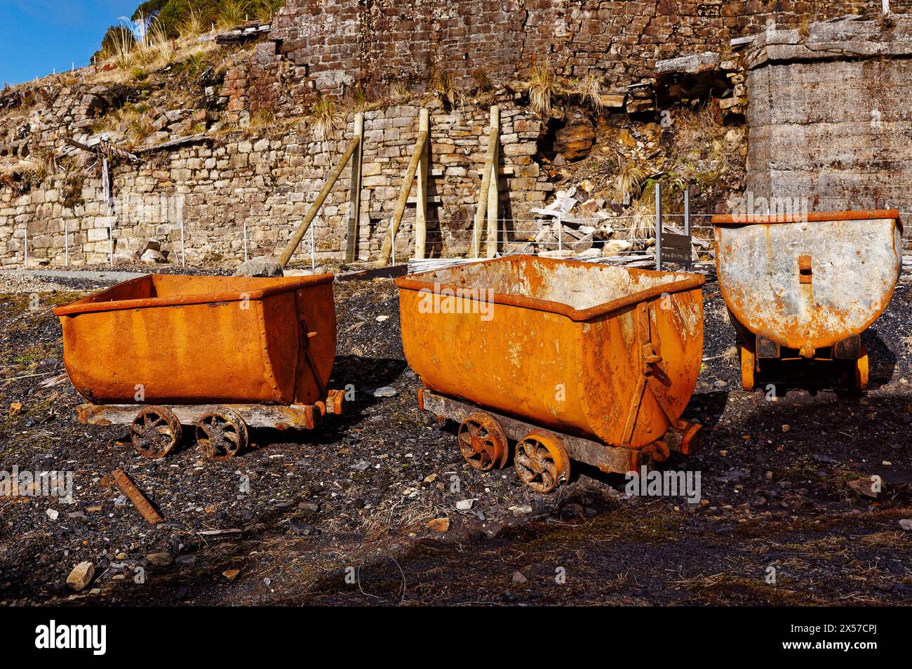 Denniston Plateau, Buller District, Denniston rusty coal wagons and ...
