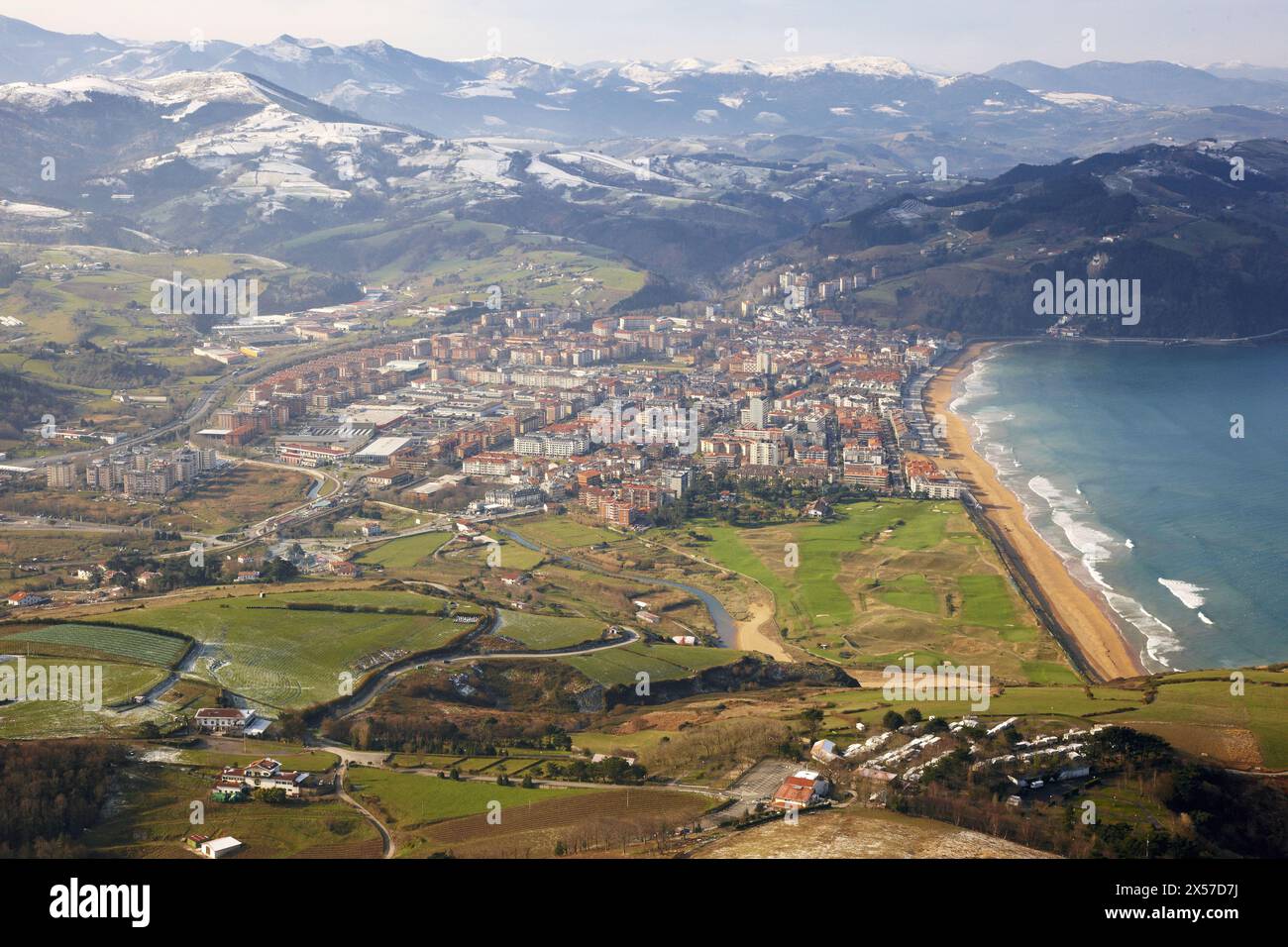 Aerial view zarautz town beach hi-res stock photography and images - Alamy