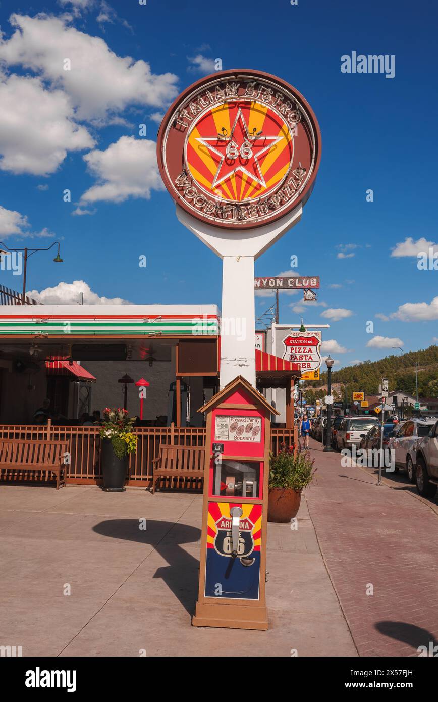 Vintage Gas Pump with Route 66 Sign, Williams, Grand Canyon Stock Photo ...
