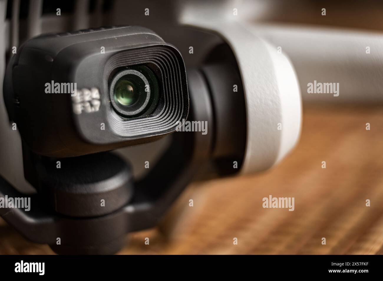 Macro close-up of a Drone UAV camera drone surveillance, persona ...