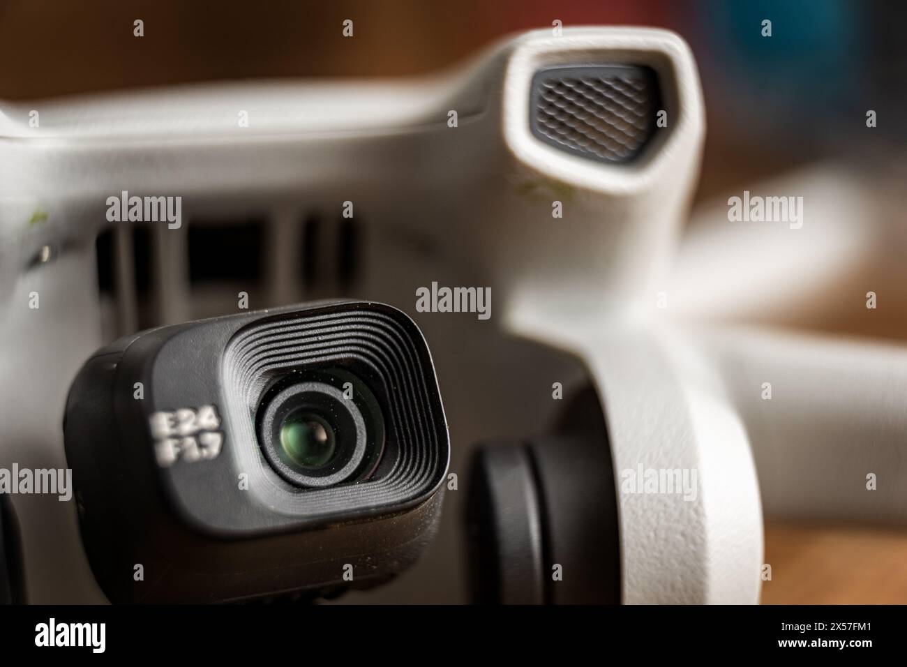 Macro close-up of a Drone UAV camera drone surveillance, persona ...